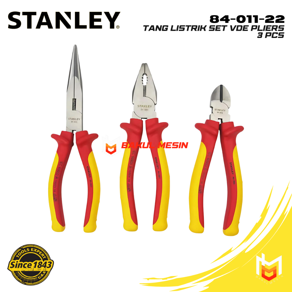 Jual STANLEY 84-011-22 Tang Listrik Set VDE Pliers 3 Pcs | Shopee Indonesia