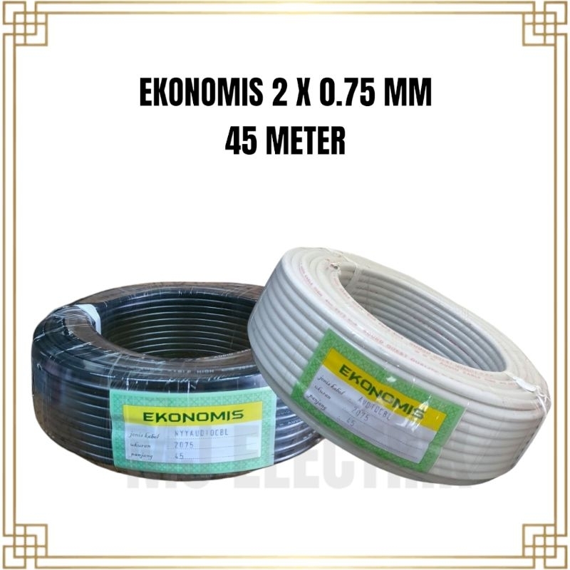Jual EKONOMIS Kabel Listrik Serabut 2x0.75mm 40Meter Full Hitam dan Putih | Shopee Indonesia