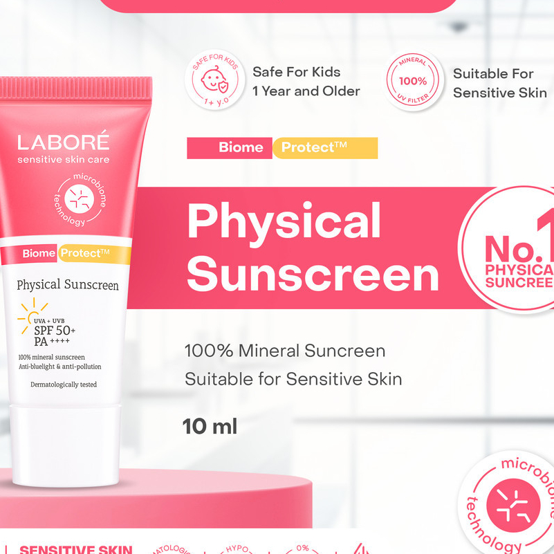 Jual LABORE Sensitive Skin Care BiomeProtect Physical Sunscreen SPF 50 PA+++ 10 ml - Mineral ...