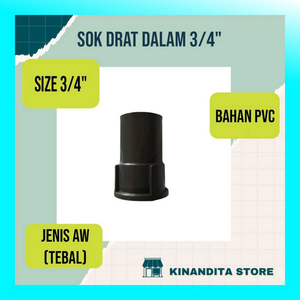 Jual SDD / Socket Drat Dalam / Sok Drat Dalam 3/4 Inch Pipa PVC ...