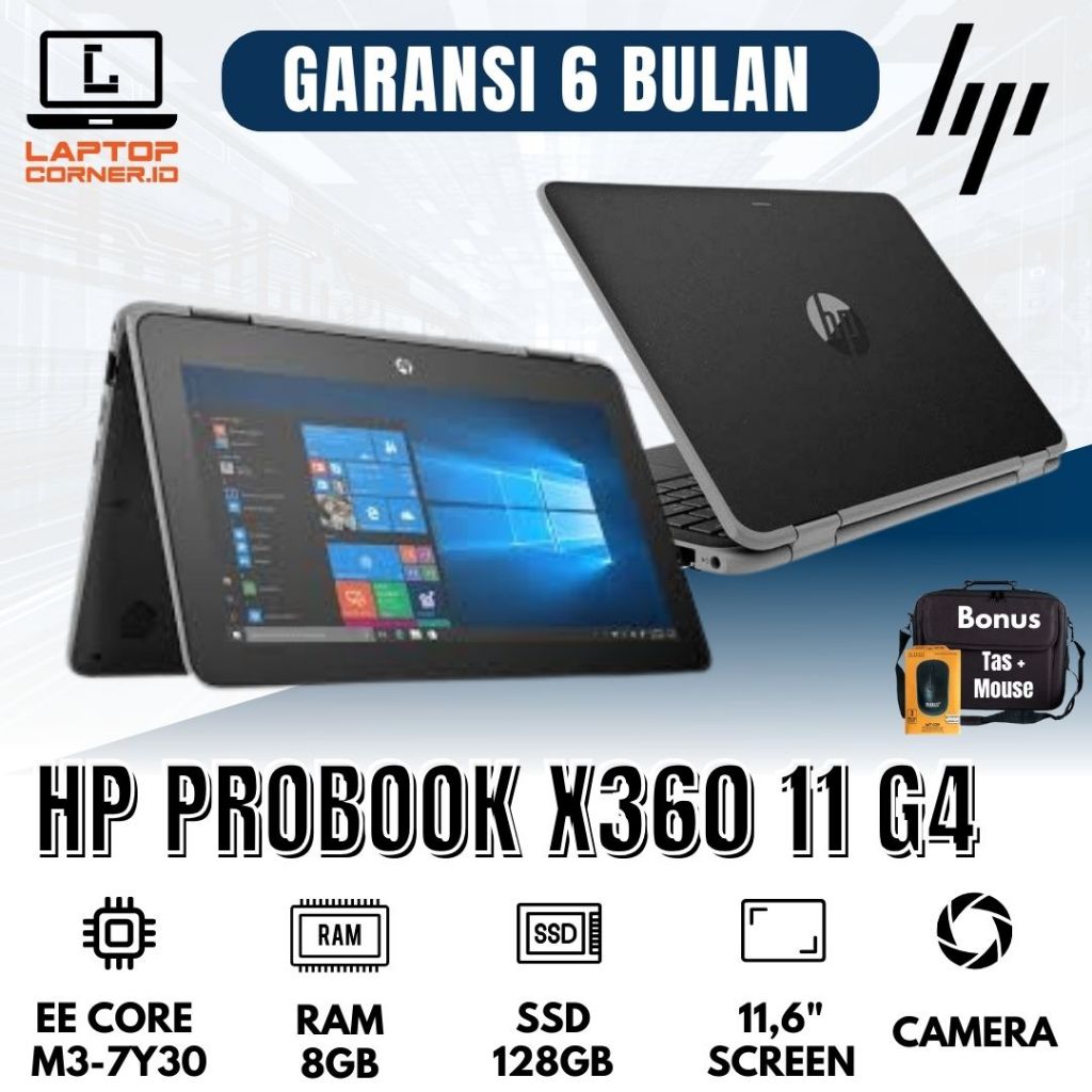 Jual Laptop HP Touchscreen 2 in 1 Hp ProBook x360 11 G4 EE Intel Core m3-7y30 Ram 8GB SSD128GB ...