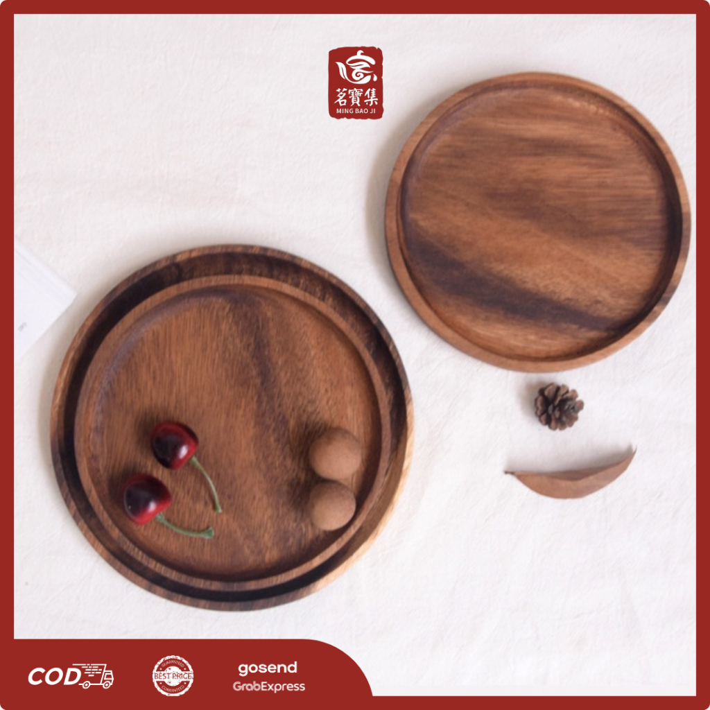 Jual MING BAO JI Piring Bulat Kayu Kenari 15CM 1047 Piring Saji Piring ...