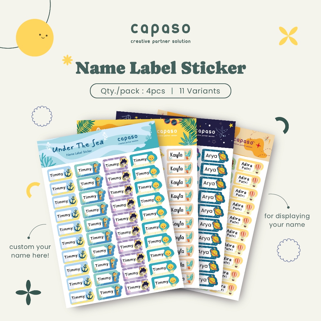 Jual Sticker Label Nama / Label Name Lucu Aesthetic Custom Waterproof ...