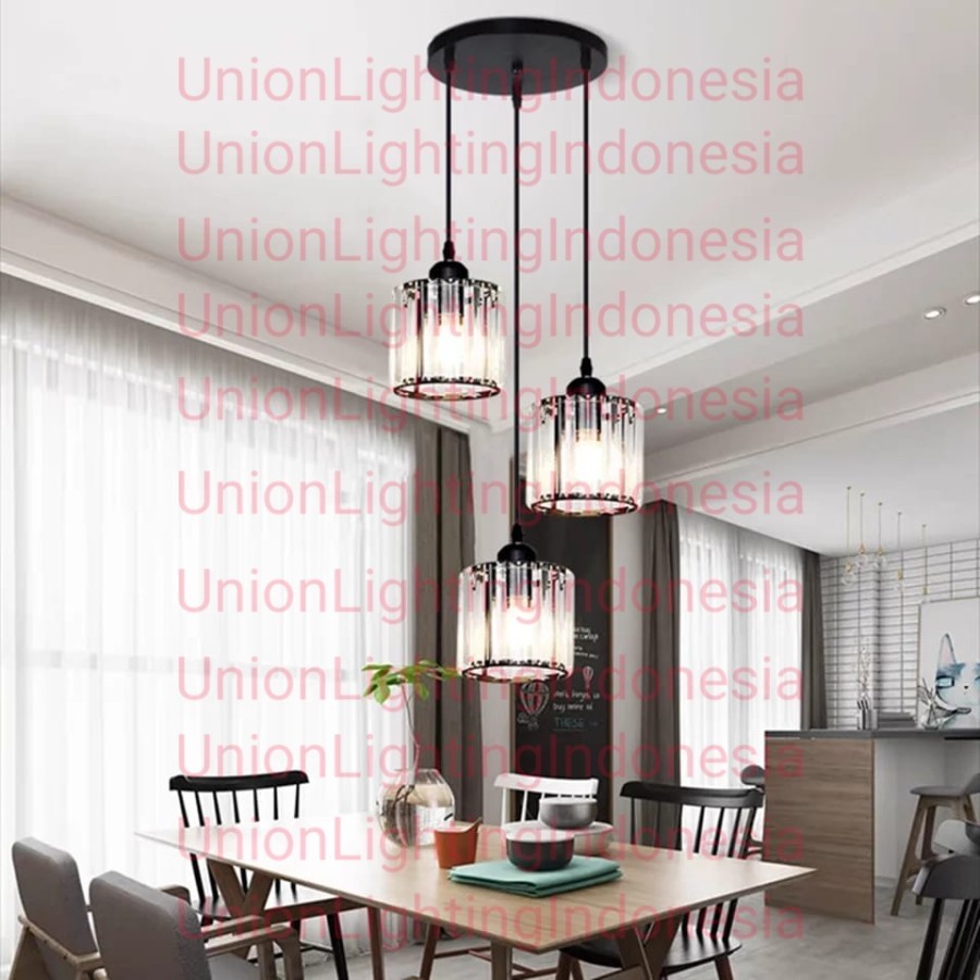 Jual SL7278-3R/5R/6R/7R/10R/3L LAMPU GANTUNG KRISTAL HIAS MINIMALIS MODERN ELEGAN VOID TANGGA ...