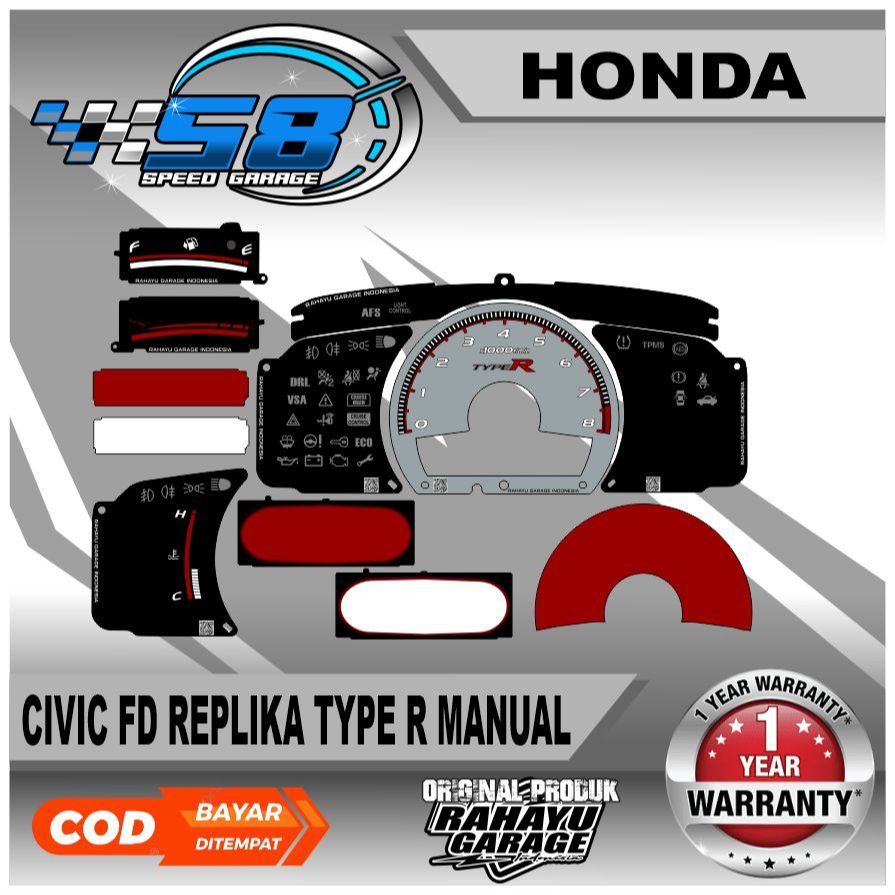 Jual PAPAN SPEEDOMETER CUSTOM CIVIC FD REPLIKA TYPE R MANUAL DAN MATIC ...