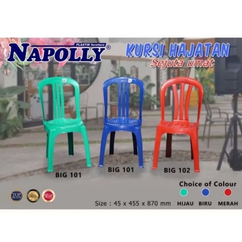 Jual NAPOLLY : BANGKU PLASTIK SANDARAN NAPOLY BIG 101 / KURSI SENDER ...