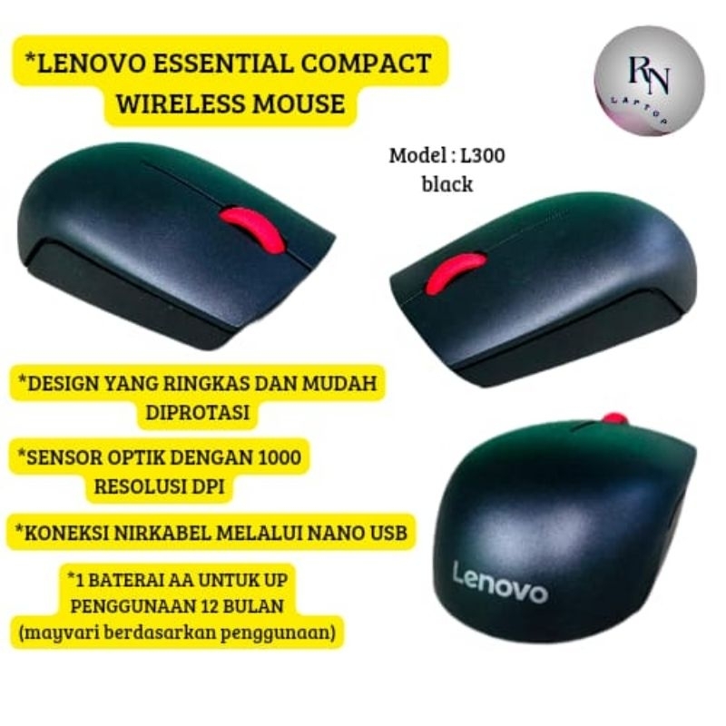 Jual LENOVO ESSENTIAL COMPACT WIRELESS MOUSE | L300 SENSOR WITH 1000 ...
