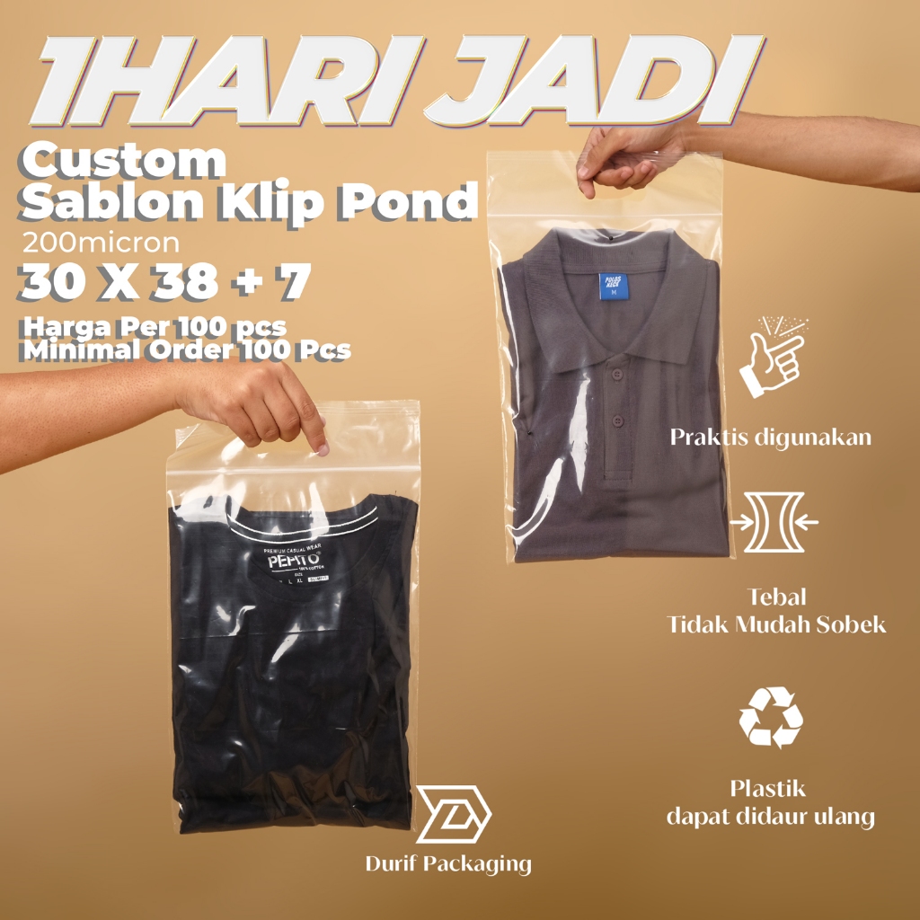 Jual PLASTIK PE KLIP PLONG 30 x 38 + 7 CUSTOM SABLON . gratis desain ...