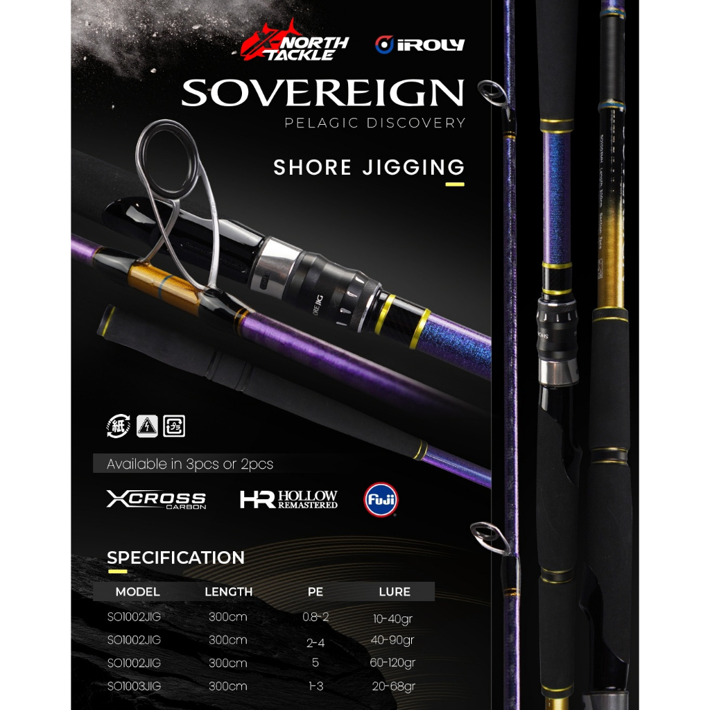 Jual [FREE PACKING] JORAN IROLY SOVEREIGN 1002 & 1003 SHORE JIGGING CASTING 3 METER FULL FUJI ...