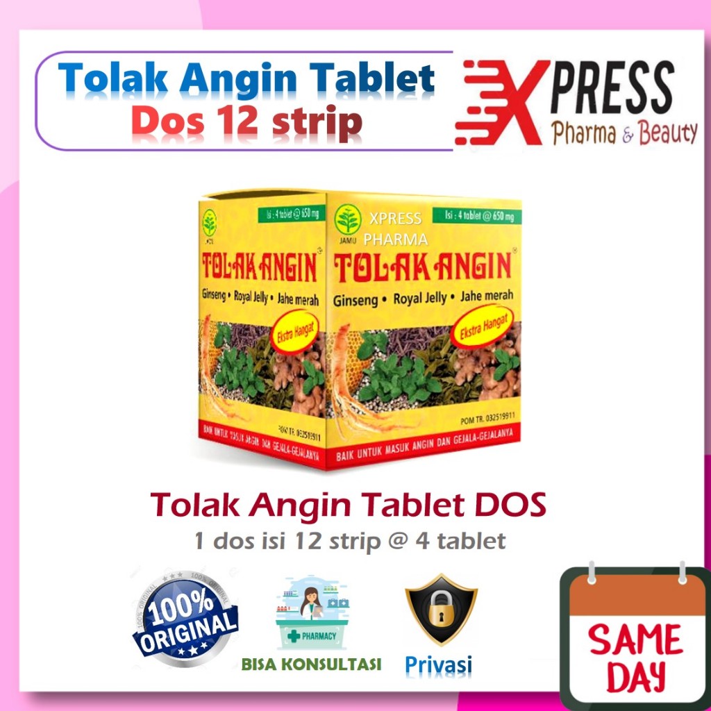 Jual ⚡XPRESS⚡ DOS Tolak Angin TABLET isi 12 strip amplop Masuk Angin ...