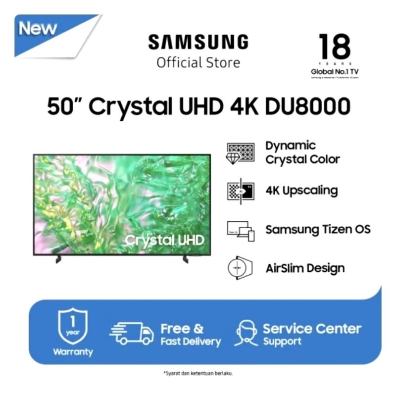 Jual TV Samsung 50inch 50DU8000 UHD 4K Smart TV 50" DU8000 | Shopee ...