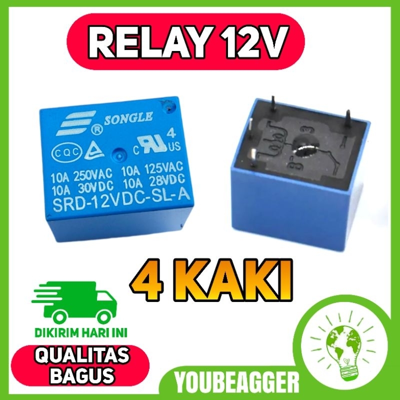 Jual Relay 12v 10A 4 kaki Songle | Shopee Indonesia