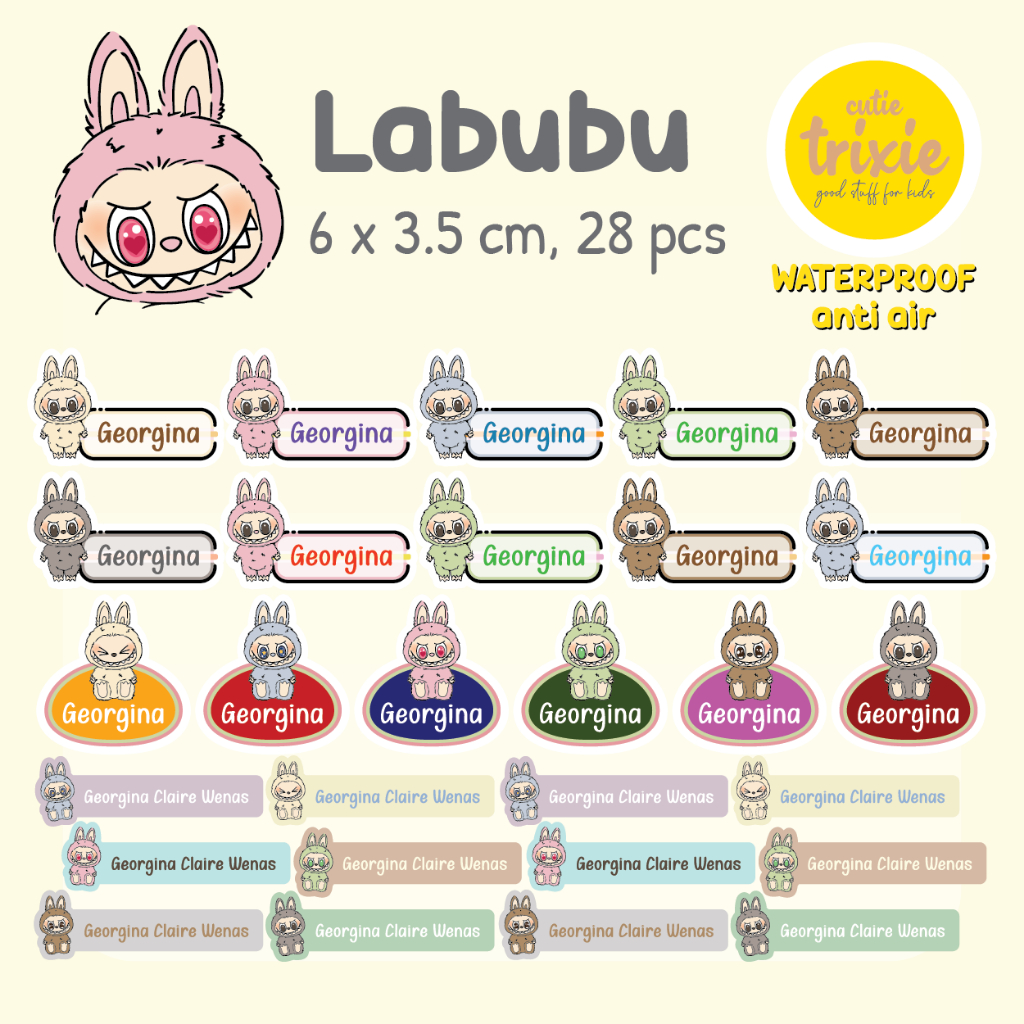 Jual Sticker label nama anak waterproof Labubu | Shopee Indonesia