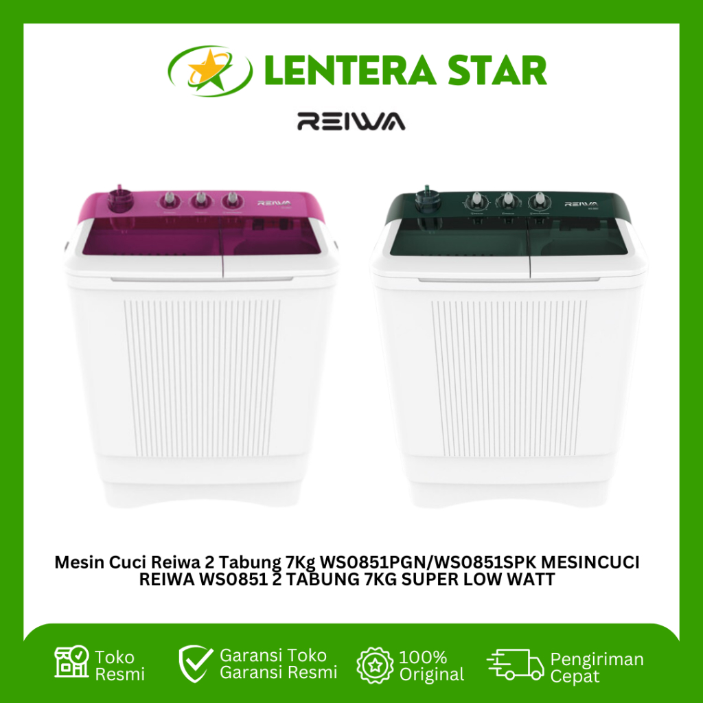Jual Mesin Cuci Reiwa 2 Tabung 7Kg WS0851PGN/WS0851SPK MESINCUCI REIWA ...