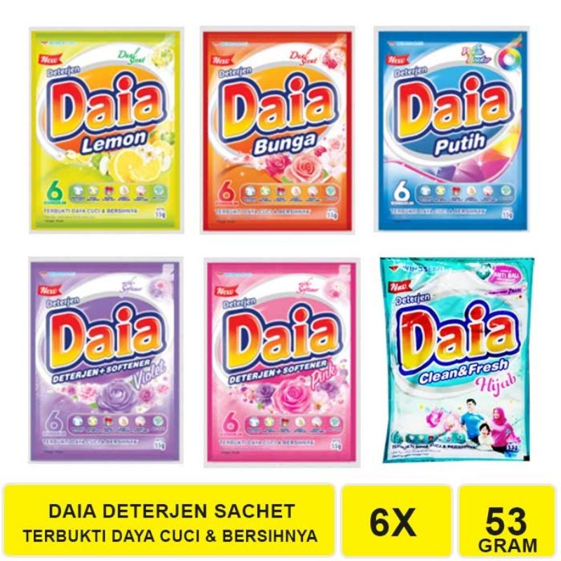 Jual Daia Deterjen Bubuk Sachet | Violet | Fruity | Putih | Floral | Romantic Pink | 46 gr ...