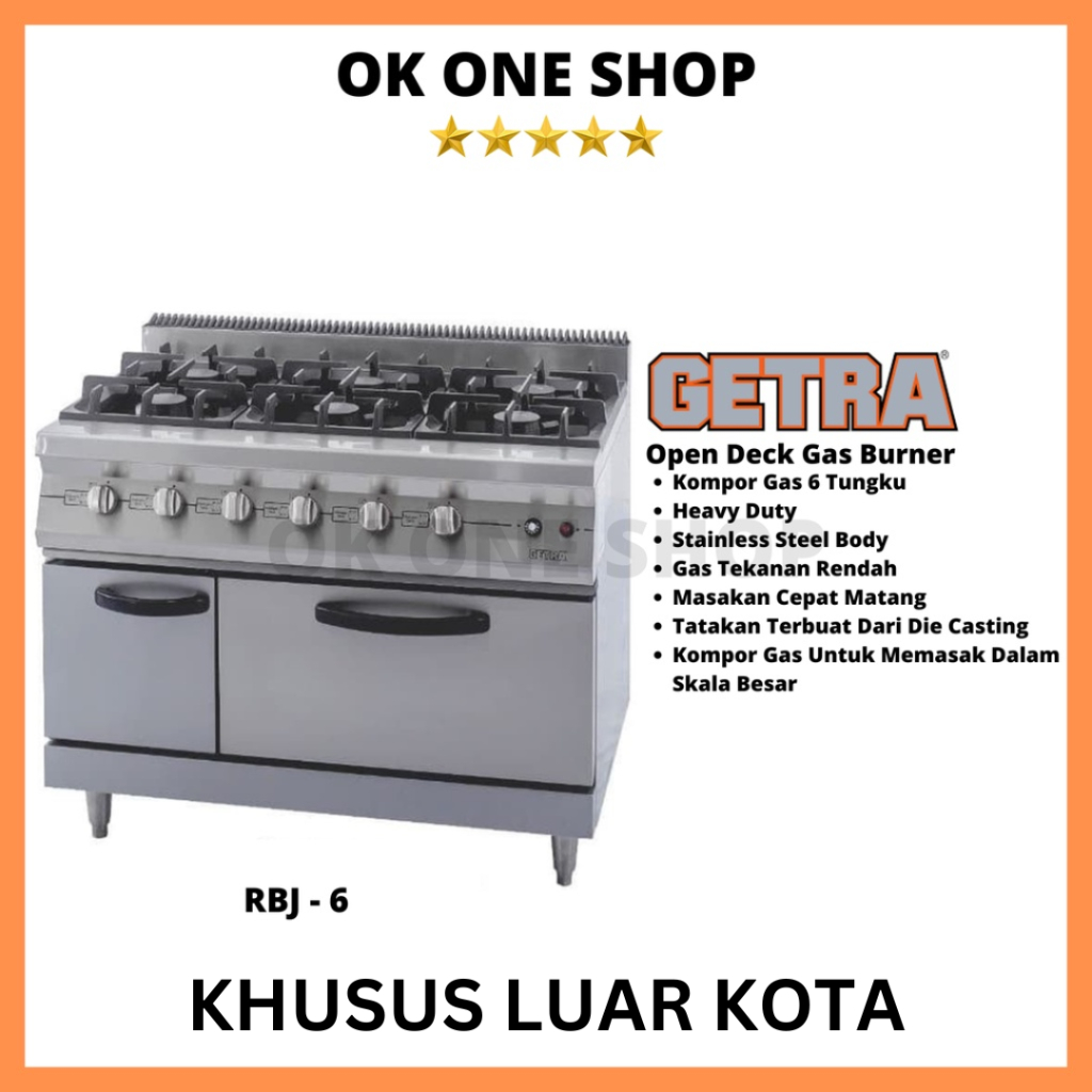 Jual GETRA Gas Open Burner - RBJ-6 - Kompor Gas + Pemanggang (6 tungku ...