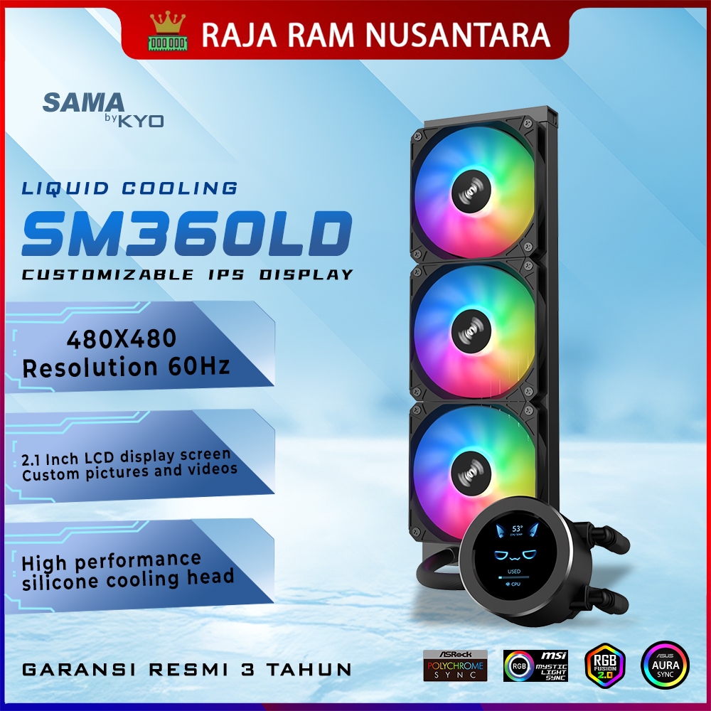 Jual KYO SAMA SM360LDB ARGB AIO Liquid Cooling LCD DISPLAY GARANSI ...