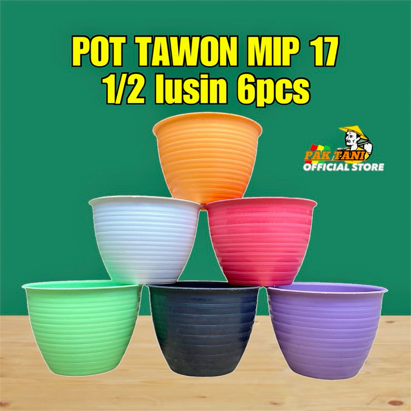Jual 1/2 LUSIN (6pcs) POT TAWON MIP 17 SETENGAH LUSIN WARNA BISA MIX | Shopee Indonesia