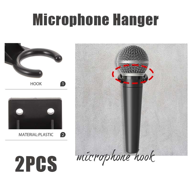 Jual 2pcs Hanger Microphone Universal Mic Wall Mount Holder Hitam ...