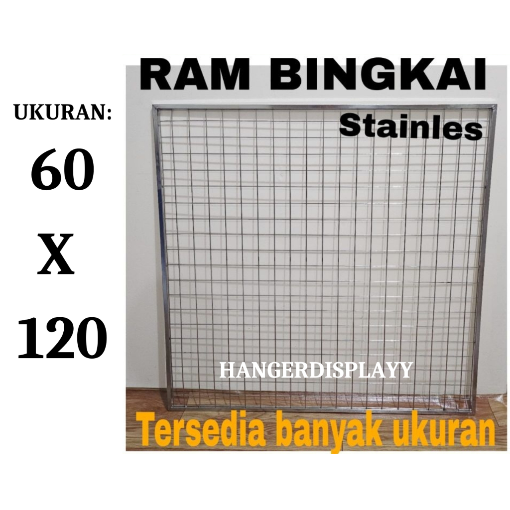 Jual WIREMESH CHROME 60 x 120 CM WALL GRID KAWAT RAM DINDING WIRE GRID ...