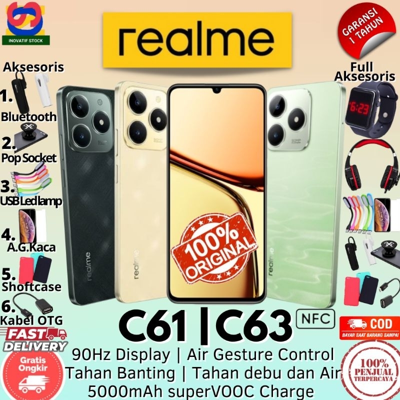 Jual HP BARU REALME C61 | C63 NFC 6/128GB - 8/128GB Dynamic RAM Upto 24GB GARANSI RESMI 100% ...
