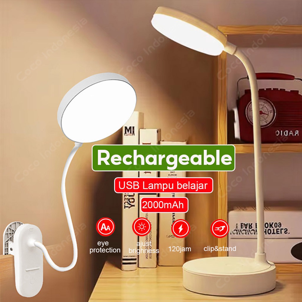 Jual Lampu Baca LED Portable Meja Belajar Flexible Table Lamp USB Plug ...