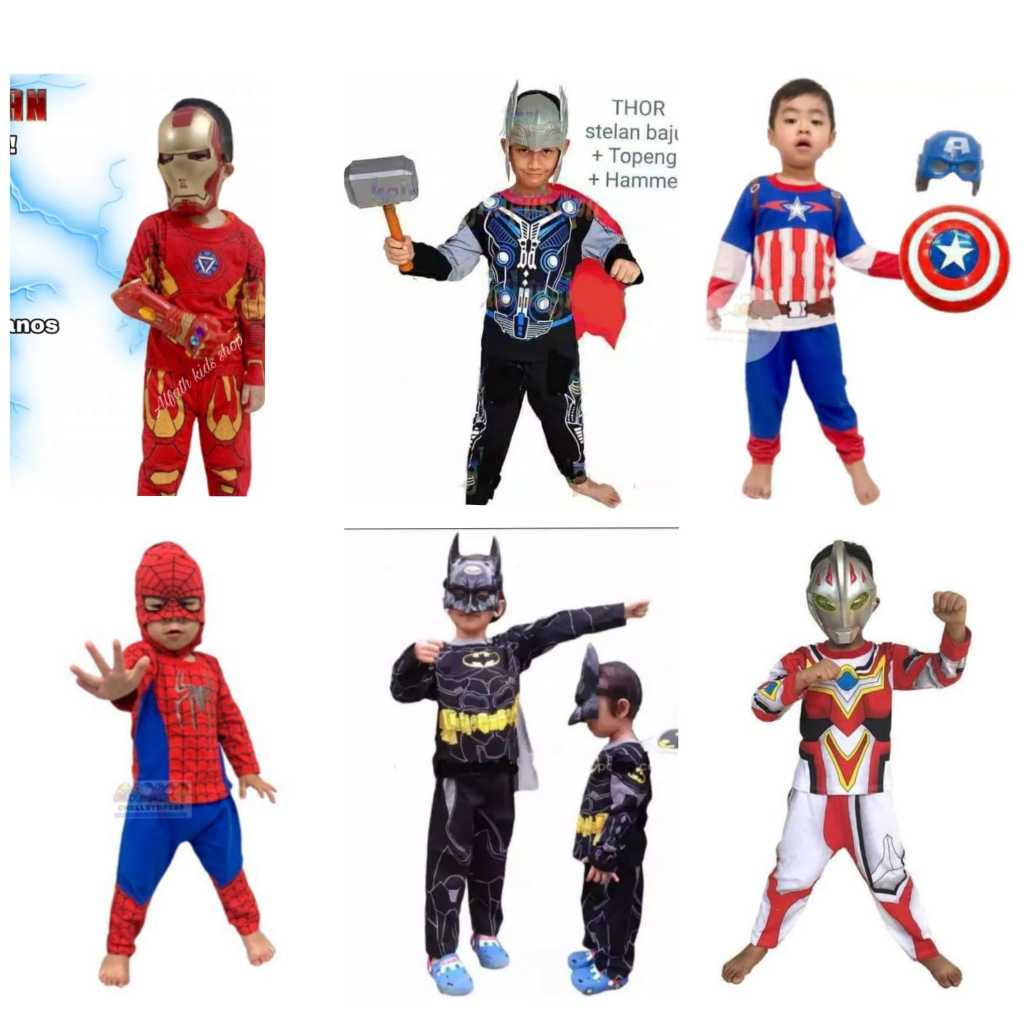 Jual Kostum baju anak superhero ultramen SPIDERMAN CAPTAIN AMERICA ...
