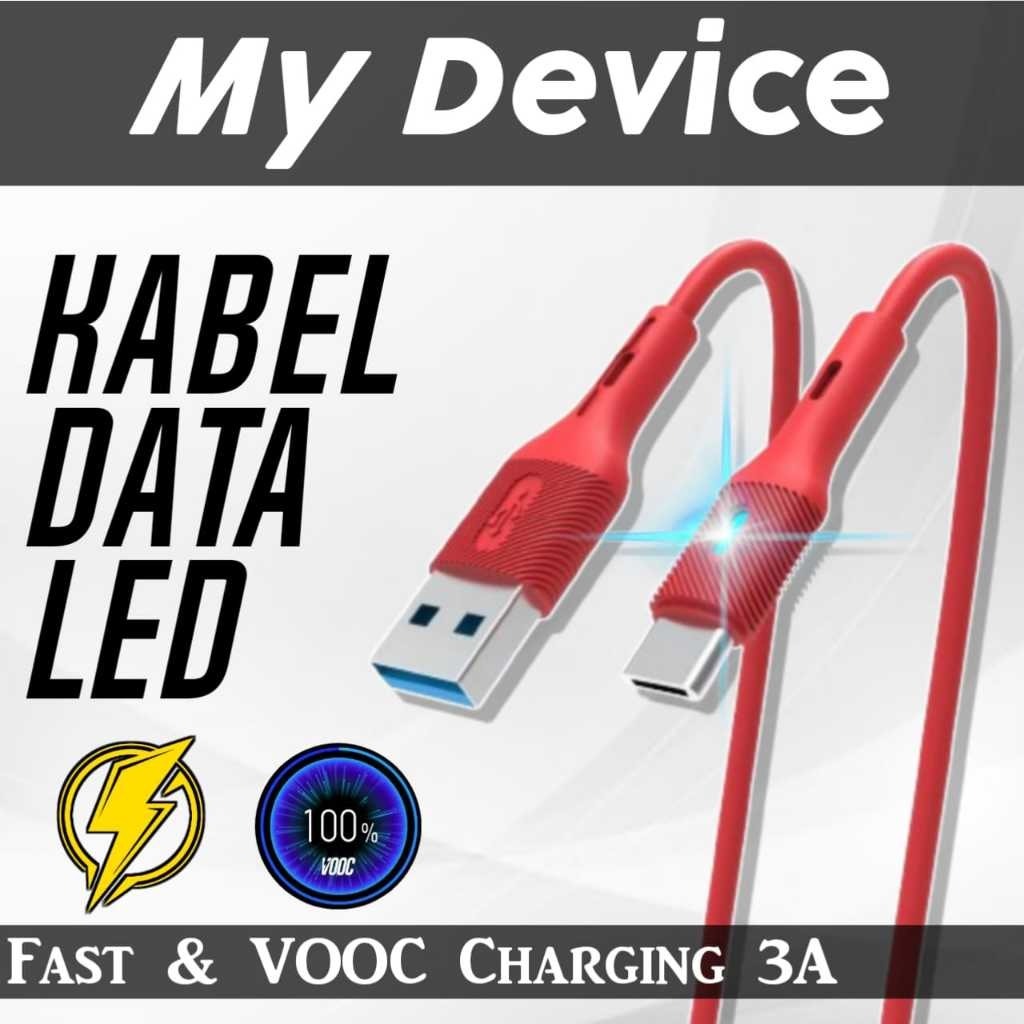 Jual KABEL DATA LED INDIKATOR 3A FAST CHARGING 1M MICRO USB DAN TYPE C ...