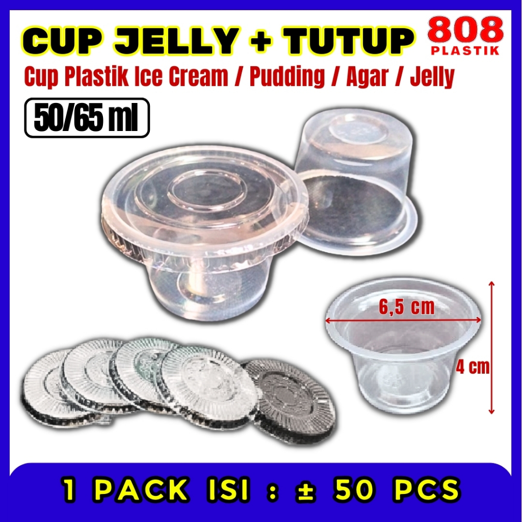 Jual Cup Jelly + Tutup Pudding Agar Srikaya Es Cream Saos 50ml 65ml Cup ...