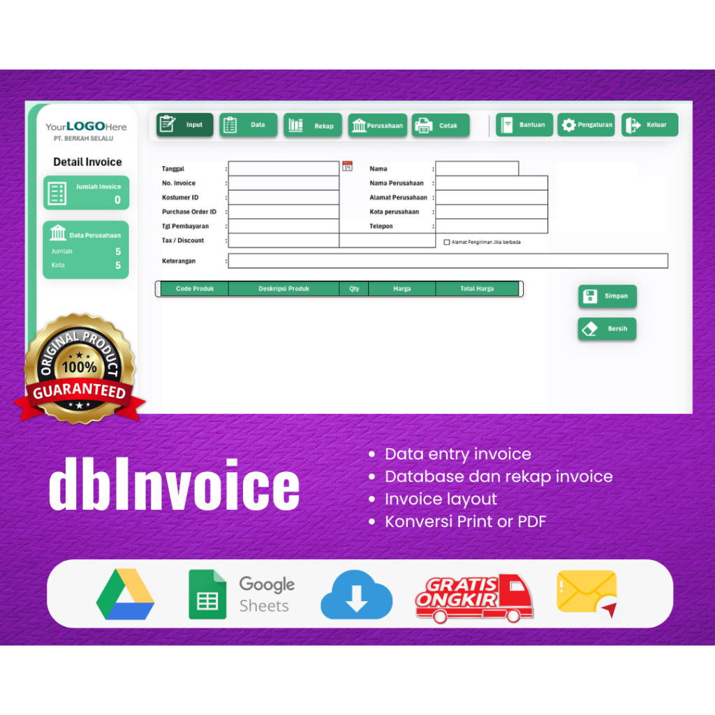 Jual Invoice Excel Database Rekap Convert Print dan PDF | Shopee Indonesia