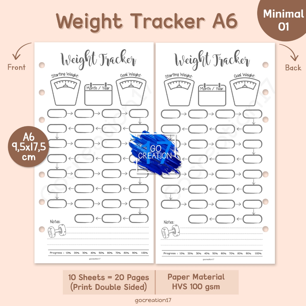 Jual Buku Planner Refill Kertas Isi Binder Weight Tracker Simple ...