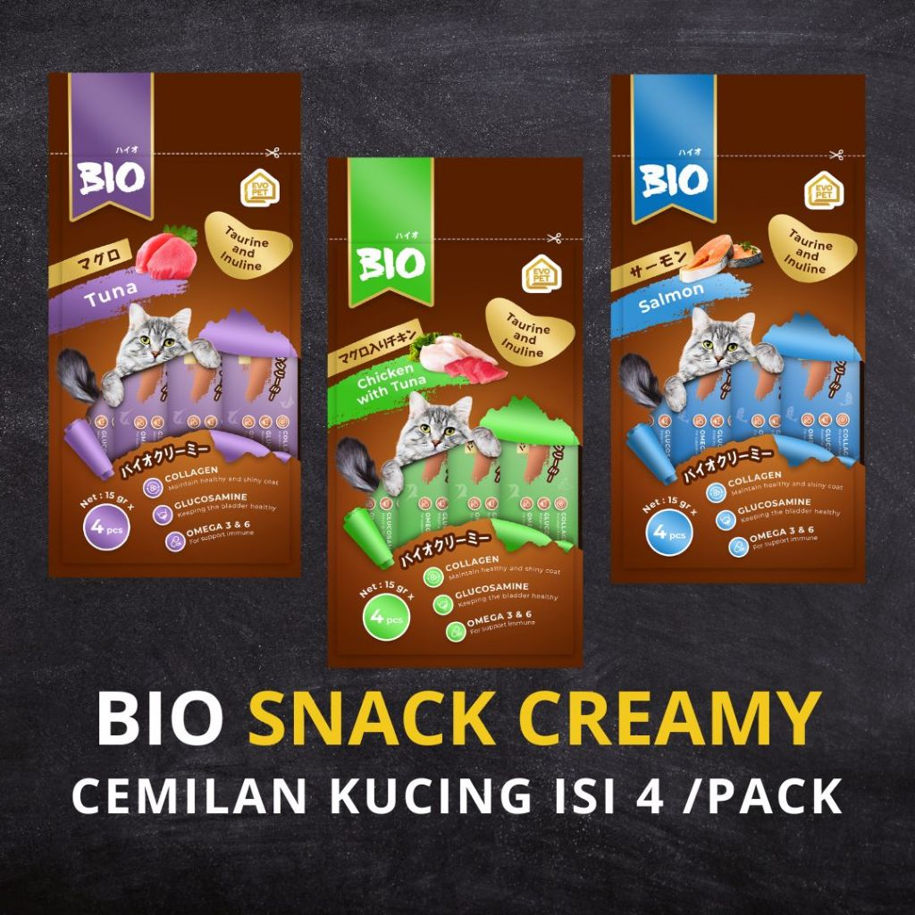 Jual SNACK KUCING BIO CREAMY ISI 4 /PACK CEMILAN KUCING | Shopee Indonesia