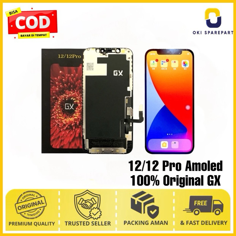 Jual LCD IP 12 / 12 PRO AMOLED ORI GX Support Truetone Bazzel Bawah ...