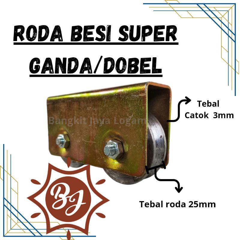 Jual Roda Pagar Besi SUPER Ganda Dobel // Roda Besi Ganda // Roda Ganda ...