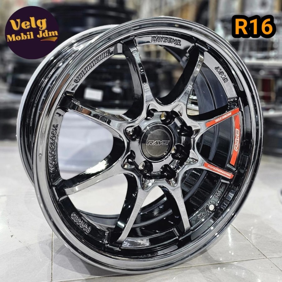 Jual velg mobil r16 lebar 7 CE28 BLACK CROME ET 38 velg ring 16 flow ...