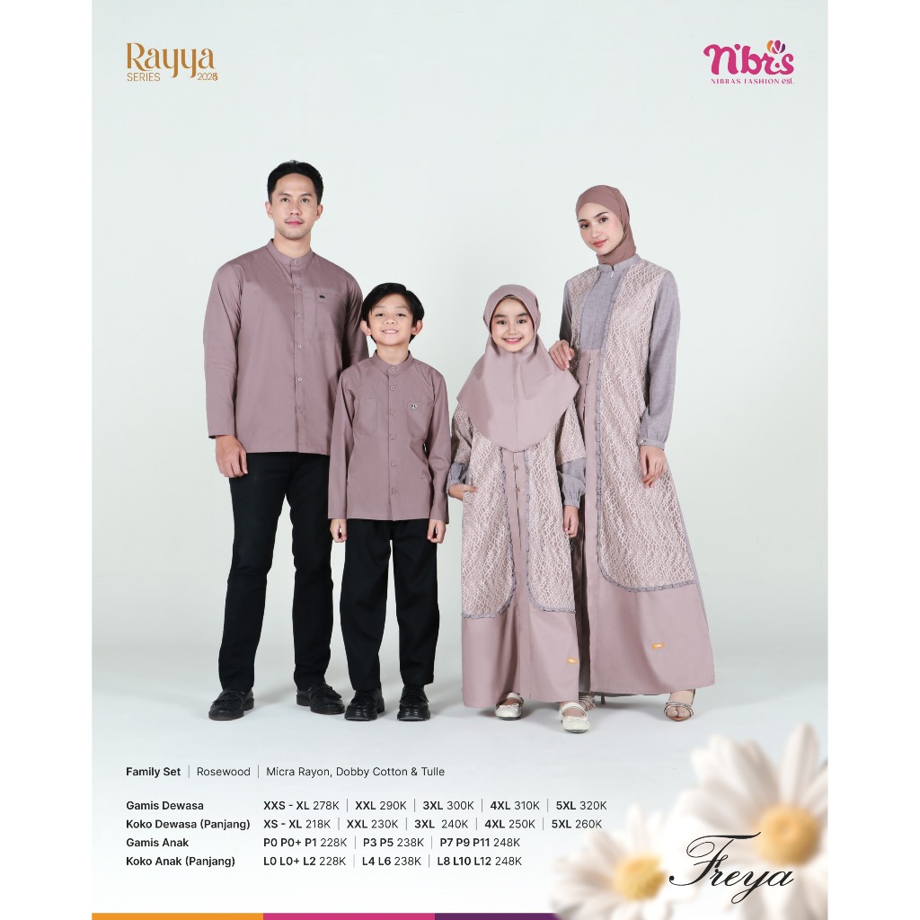 Jual Nibras Rayya Series FREYA ROSEWOOD Bahan Micra Rayon, Dobby Cotton ...