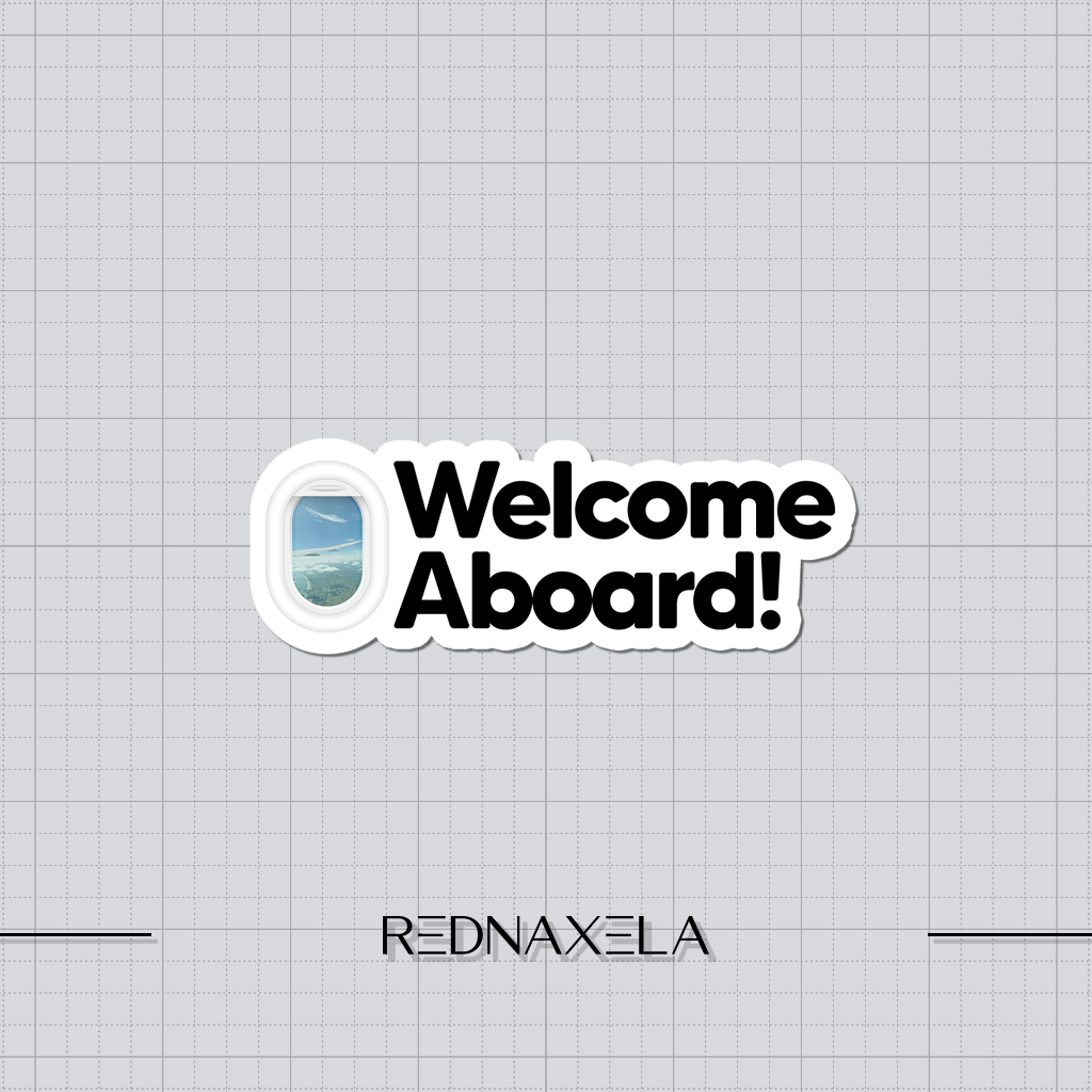 Jual Stiker Vinyl Welcome Aboard Plane Window Stiker Koper Waterproof ...