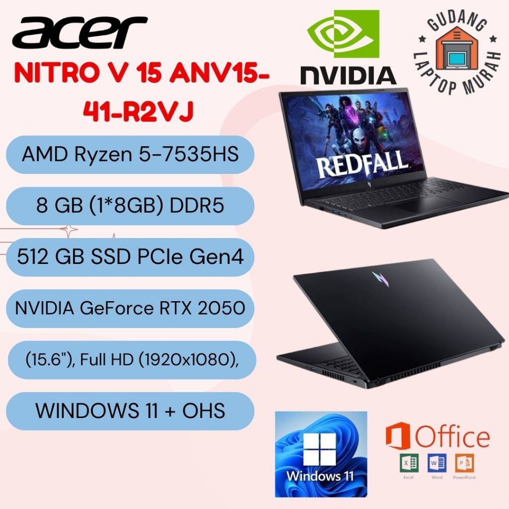 Jual ACER NITRO V 15 ANV15-41-R2VJ | RYZEN 5 7535HS 8GB 512GB 15.6 FHD ...
