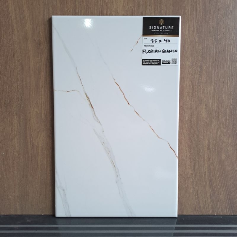 Jual Keramik Dinding Mulia Signature Putih Serat Abu Gold 25x40 FLORIAN BIANCO | Shopee Indonesia