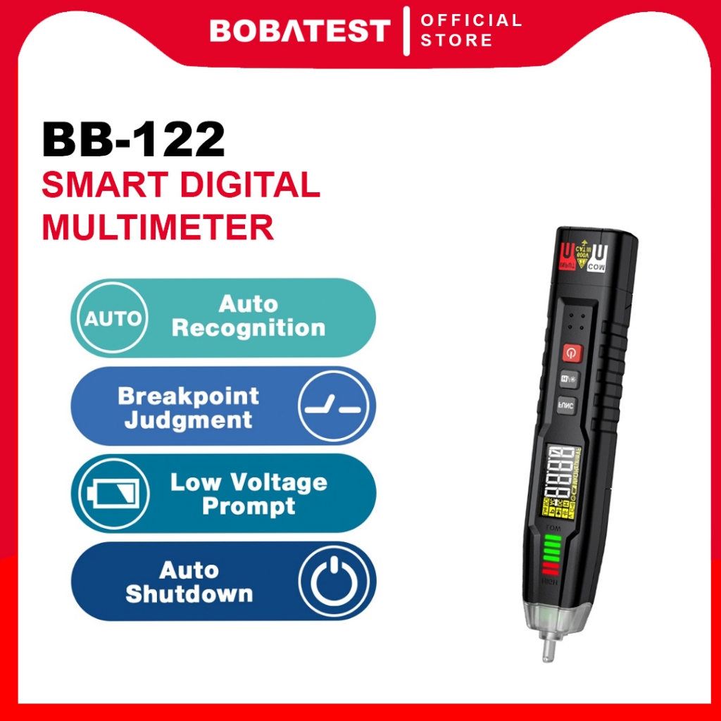 Jual BOBATEST Pena Uji Digital DC/AC Multimeter 600V Penguji Tegangan ...