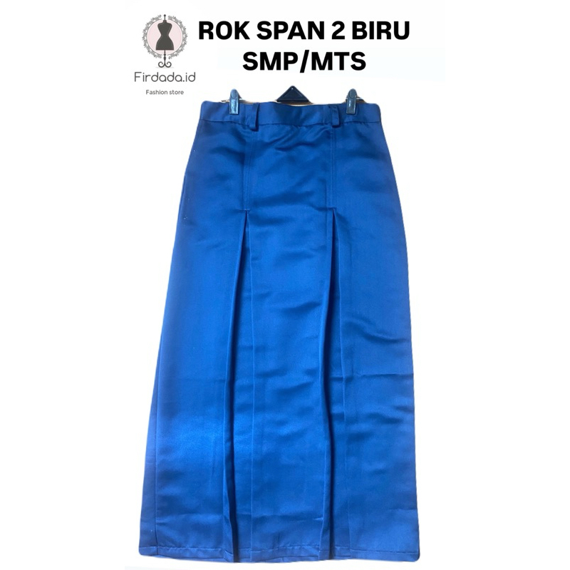 Jual ROK SEKOLAH SPAN PANJANG BIRU SMP/MTS REMPEL 2 DI DEPAN BAHAN ...