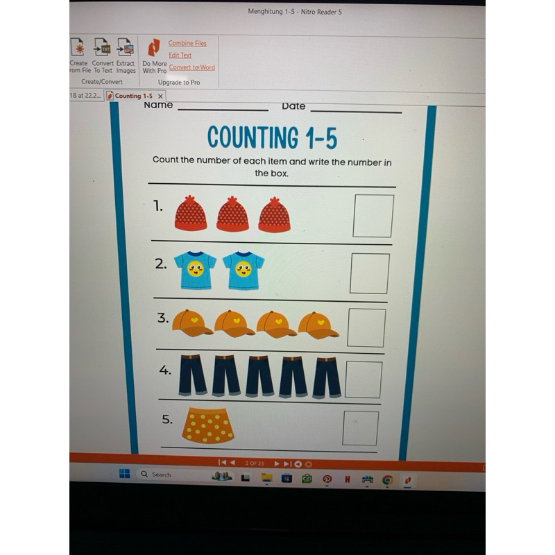 Jual LATIHAN SOAL TK / PAUD COUNTING 1-5 23 LEMBAR | Shopee Indonesia