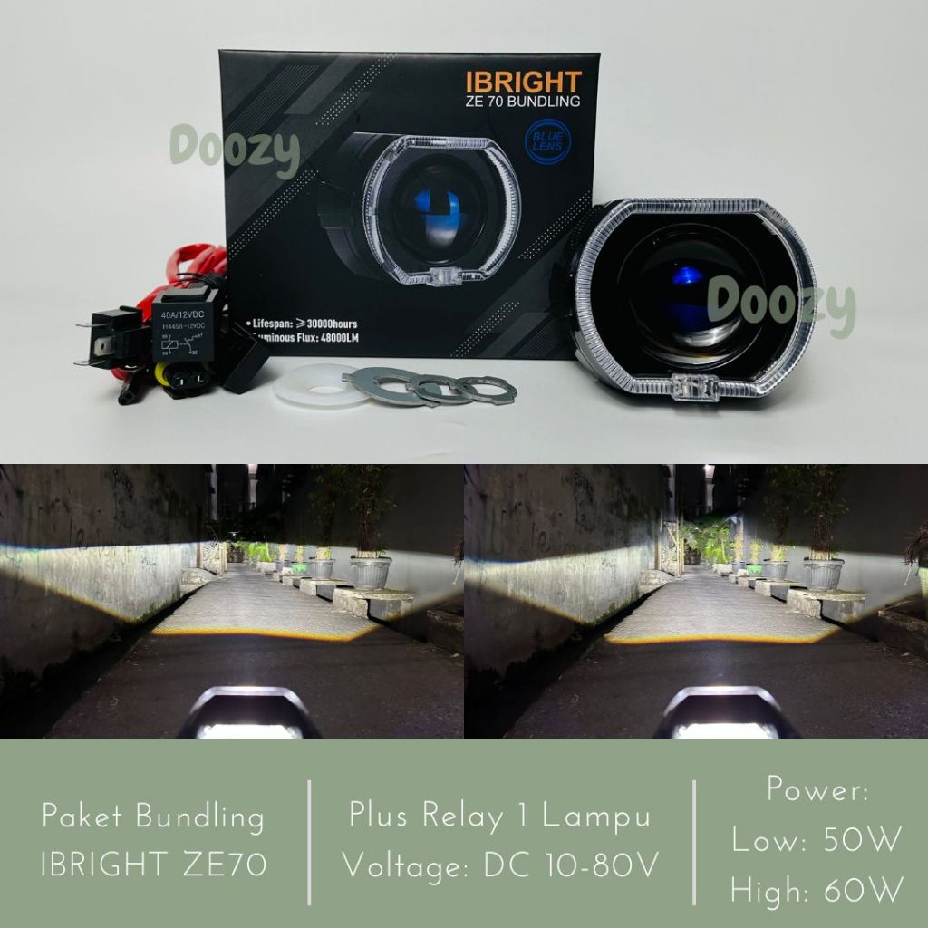 Jual Paket Bundling - IBRIGHT ZE70 Biled 2.5 Inch Blue Lens Plus Shroud ...