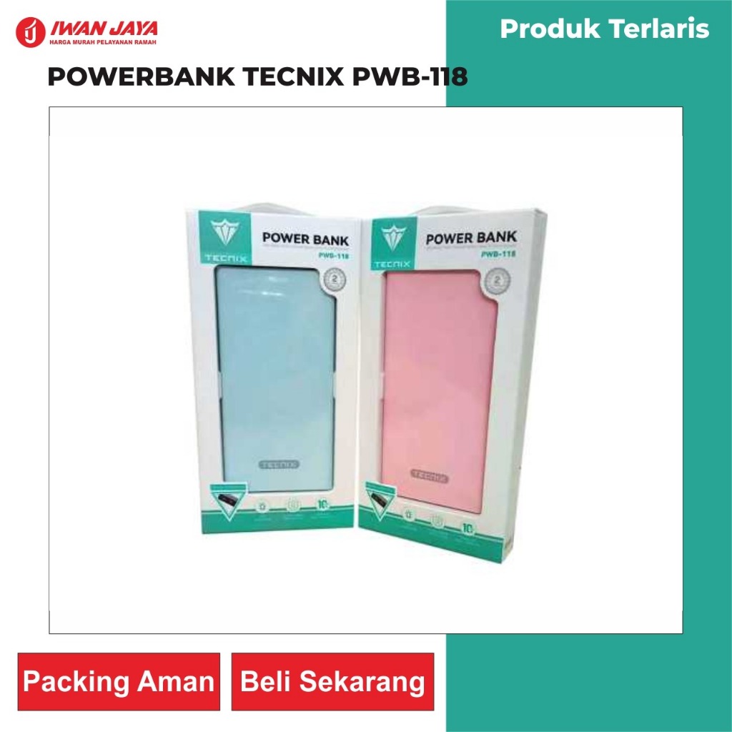 Jual TECNIX PWB-118 Power Bank 10000mAh 2 USB Port 2.1A Original ...