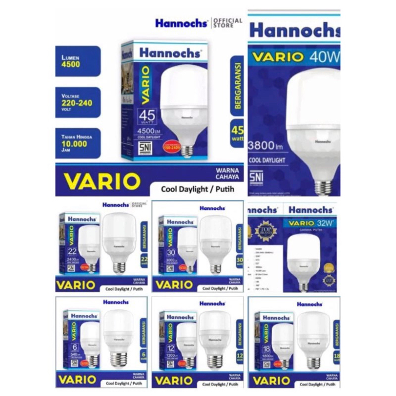 Jual HANNOCHS Vario Lampu Led 6 12 18 22 30 32 40 45 50 W Watt 6w 12w 18w 22w 30w 32w 50w Bohlam ...