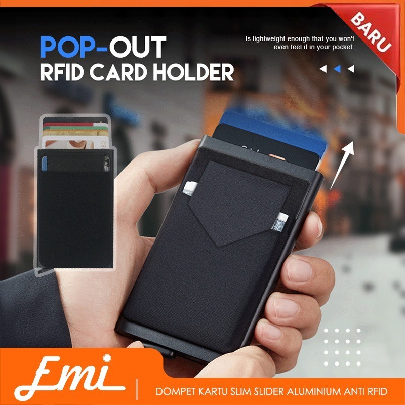Jual Pop-Up Card Holder Dompet Kartu Slim Slider Aluminium Anti RFID ...