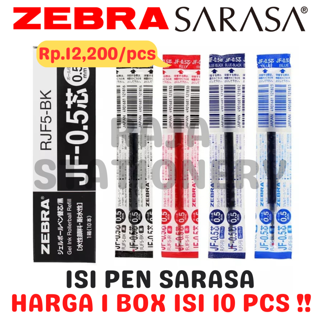 Jual ZEBRA REFILL PEN SARASA 0.5 0.7 BLACK BLUE RED ISI ULANG PEN ...