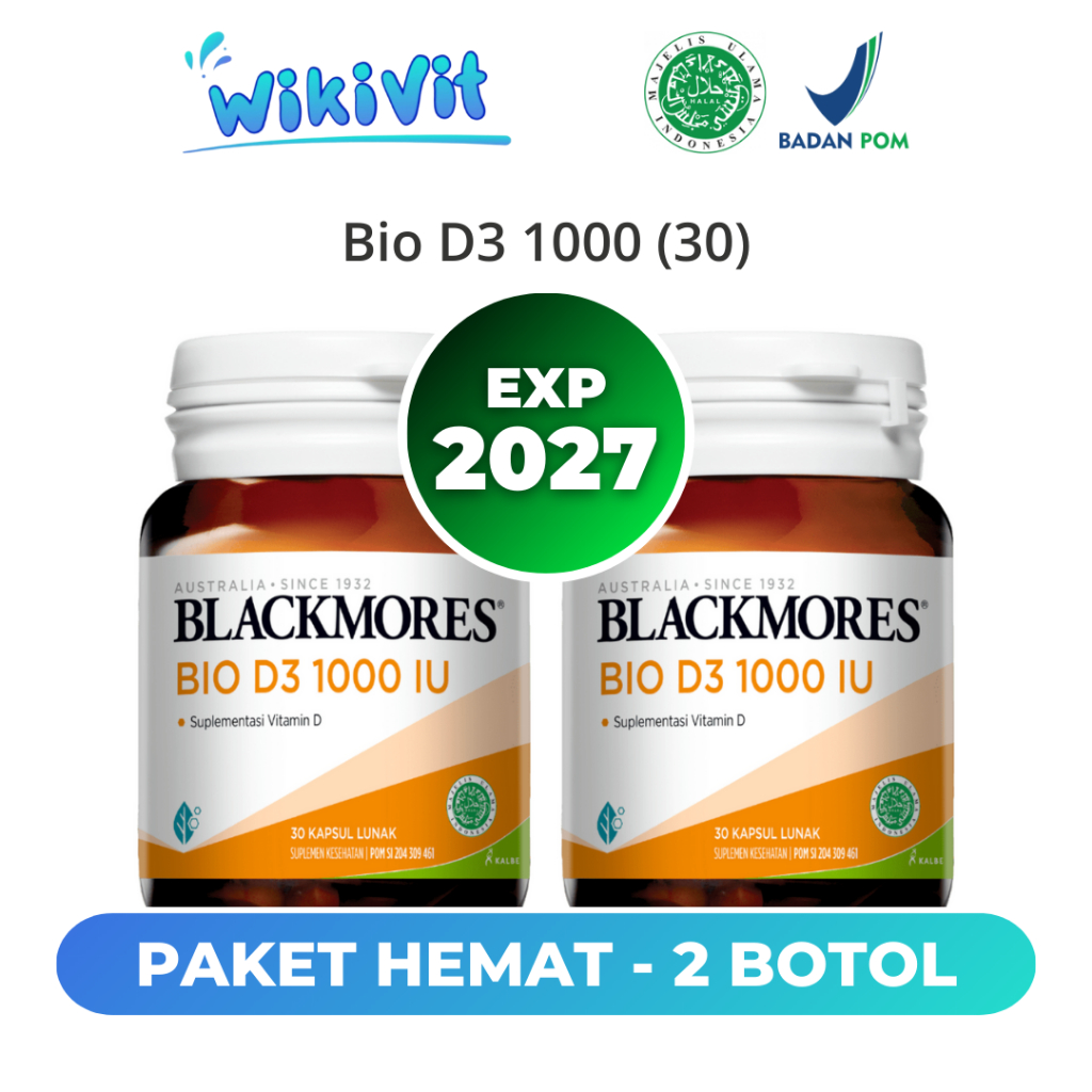 Jual 2 BOTOL | BLACKMORES Vitamin D3 1000 IU BIO D3 30 Kapsul - HALAL ...