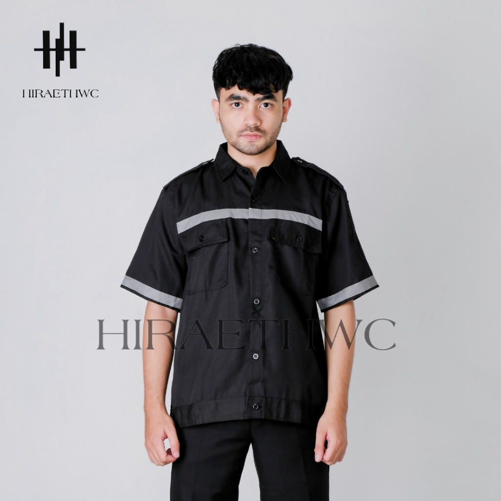 Jual KEMEJA SAFETY K3 PROYEK HITAM TANGAN PENDEK LAPANGAN | Shopee ...