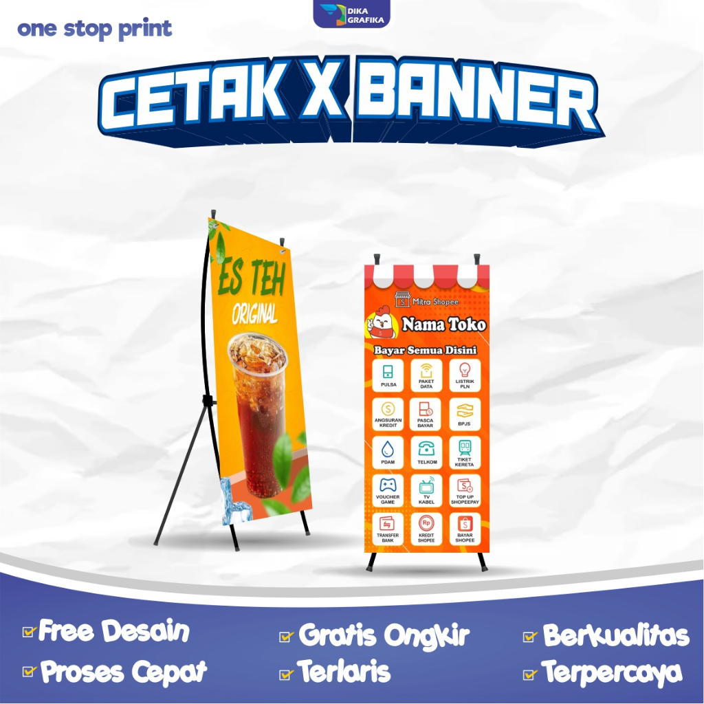 Jual (FREE DESIGN) CETAK X BANNER CUSTOM+TIANG | Shopee Indonesia
